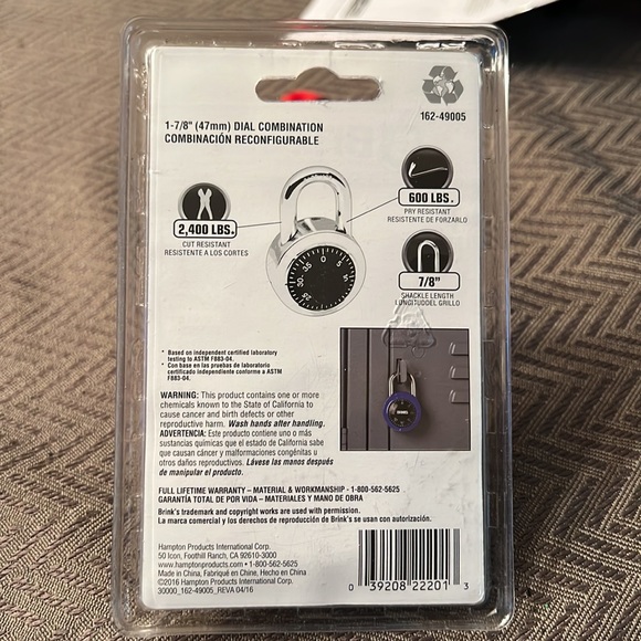 Brinks | Other | New Brinks Dial Combination Lock Blue Never Opened ...